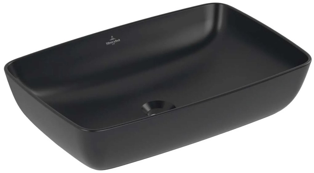 Villeroy & Boch Artis - Umyvadlo na desku 58x39 cm, bez přepadu, bez otvoru pro baterii, CeramicPlus, Pure Black 417258R7