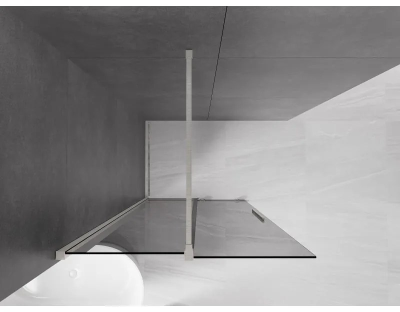Mexen Velar, sprchová zástěna s posuvnými dveřmi Walk-in 120 x 200 cm, 8mm šedé sklo, broušená ocel, 871-120-000-43-97