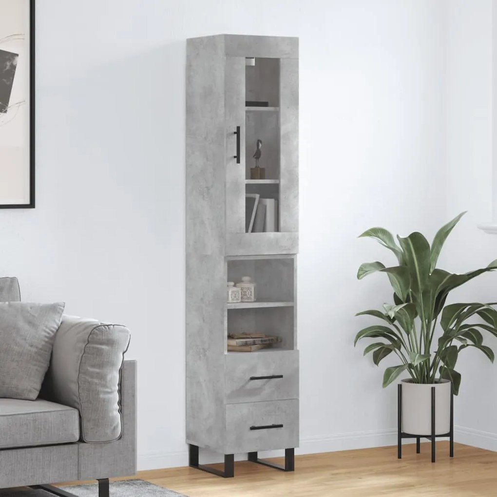Skříň highboard betonově šedá 34,5x34x180 cm kompozitní dřevo