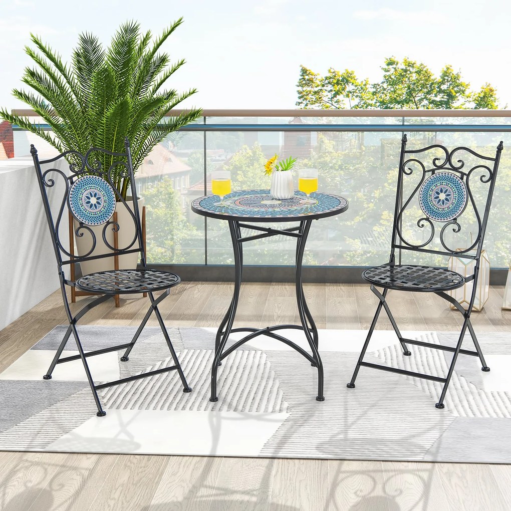Costway Sada 2 skládacích židlí. Elegantní sada jídelních židlí s pevným kovovým