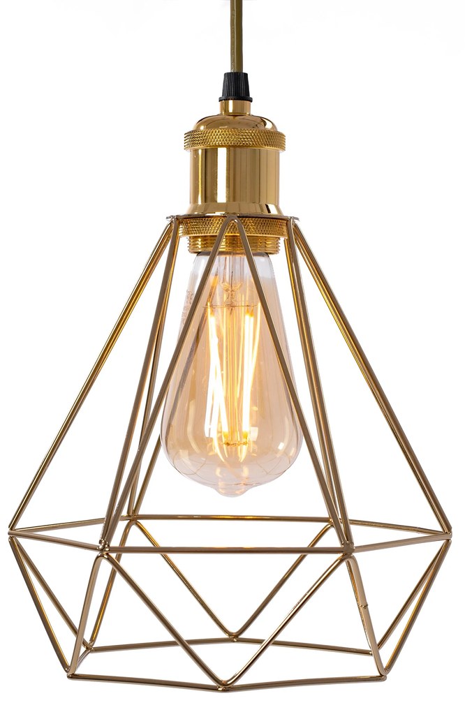 Toolight - Závěsná lampa kovová 392197, zlatá, OSW-09680