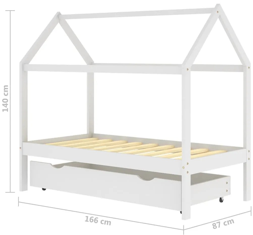 vidaXL Marketos Rám dětské postele se zásuvkou bílý masivní borovice 80x160 cm