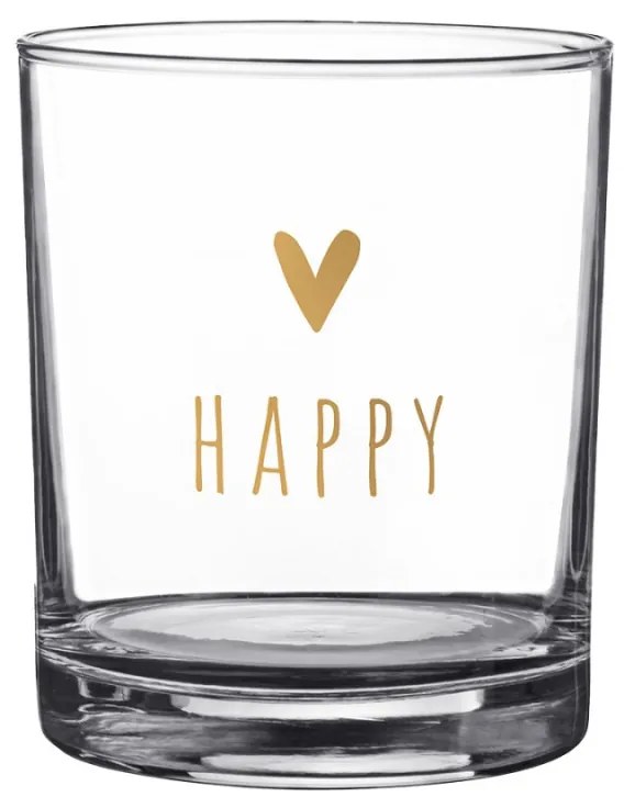 Sklenička se srdíčkem a s nápisem Happy – 230 ml