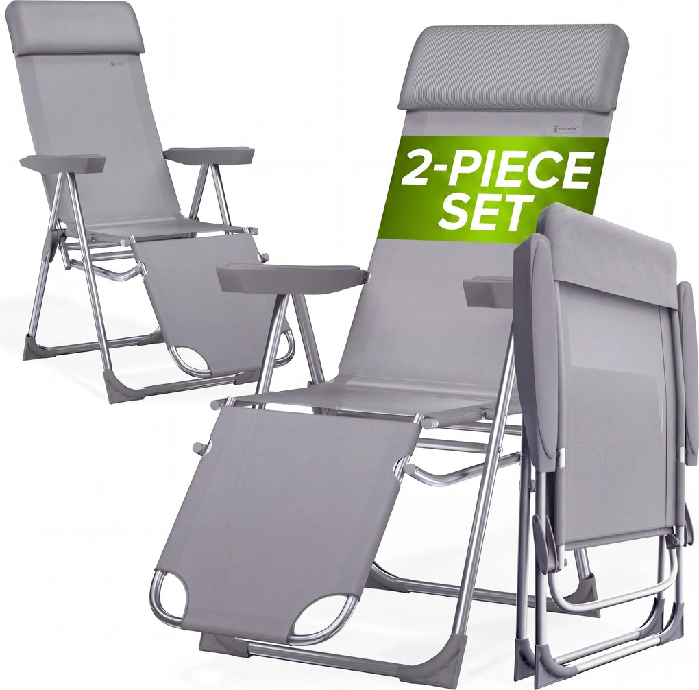 Zahradní židle vysoké opěradlo sada 2 ks antracitová hliník