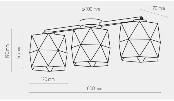 Přisazený lustr SIRO 3xE27/15W/230V černá/zlatá
