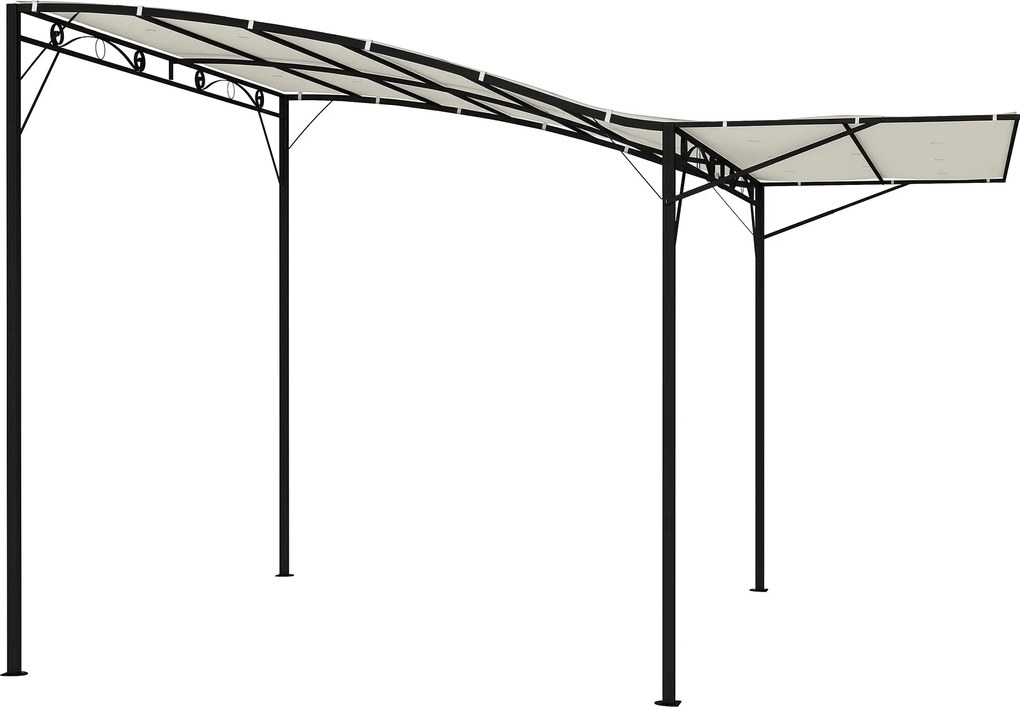 Outsunny Pergola Pavilon 3x2,5m Ocelový Voděodolný Slunečník s Nastavitelnou Střechou Montáž na Zeď Freestanding Zahradní Zastřešení pro Balkon Krémov