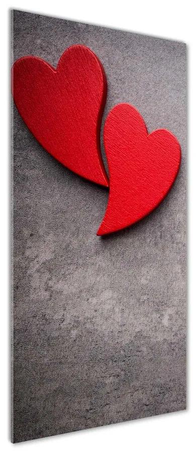 Wallmuralia Foto obraz akrylový Červená srdce 50x125 cm