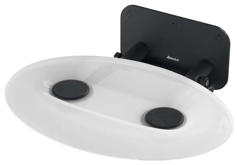 Ravak Ovo P II - Sprchové sedátko Clear/Black, 41x35 cm, černá/čirá B8F0000056