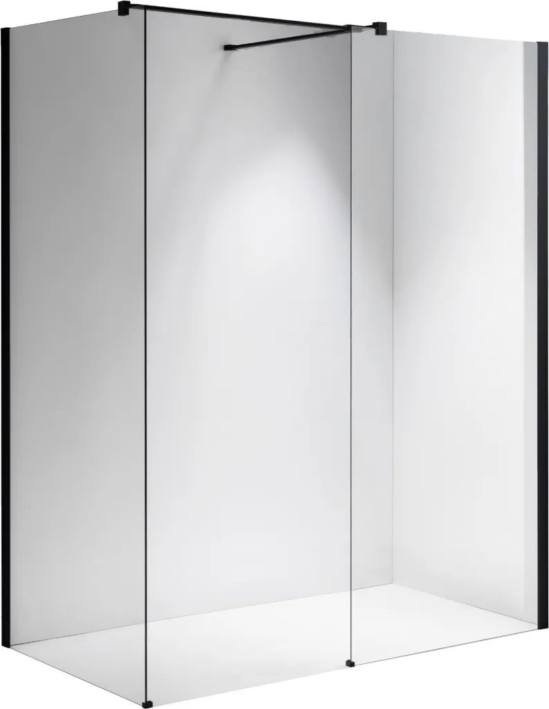 BPS-koupelny 2-dílná sprchová zástěna Walk-in HYD-SH07-D-BL 80x90, černá mat/transparent - bez vaničky