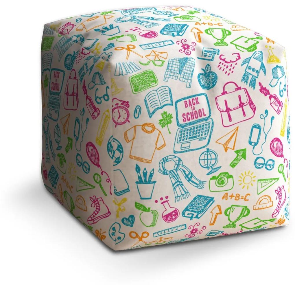 Sablio Taburet Cube Barevná škola: 40x40x40 cm