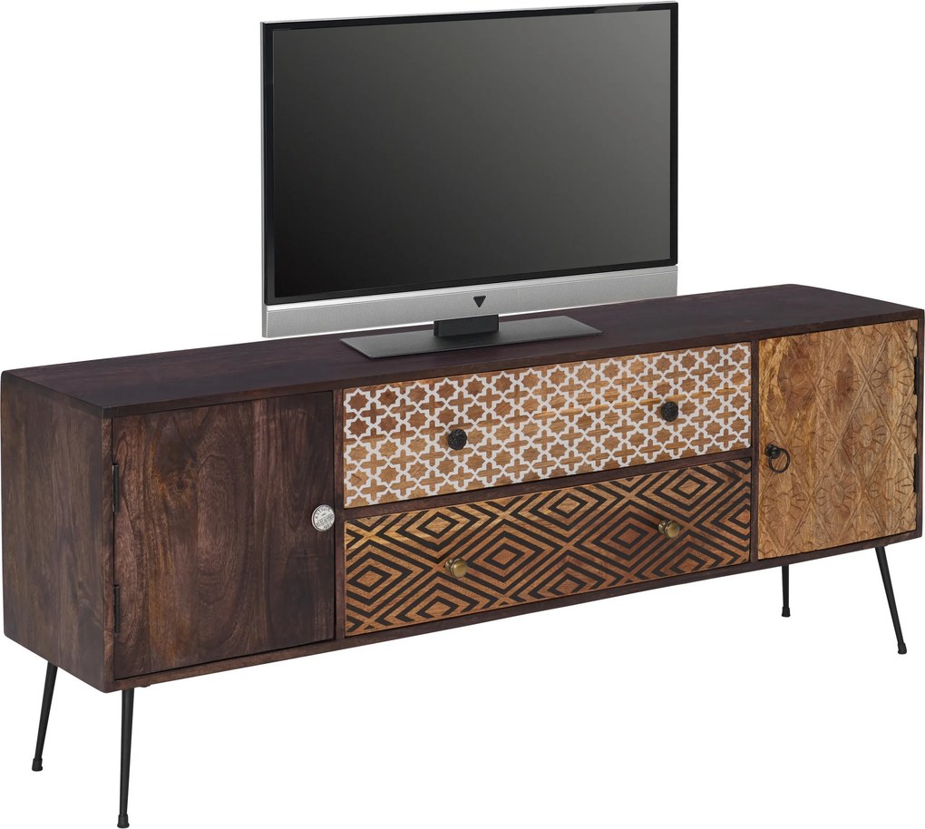 XXXLutz NÍZKÁ KOMODA, mangové dřevo, hnědá, vícebarevná, 157/60/35 cm Landscape - TV stolky & komody pod TV - 000377007305
