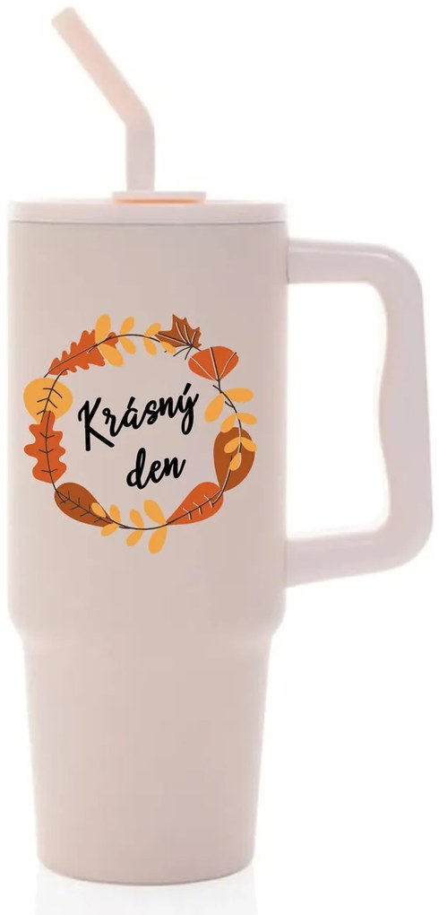 KRÁSNÝ DEN (PODZIM) - růžový cestovní termohrnek 900 ml