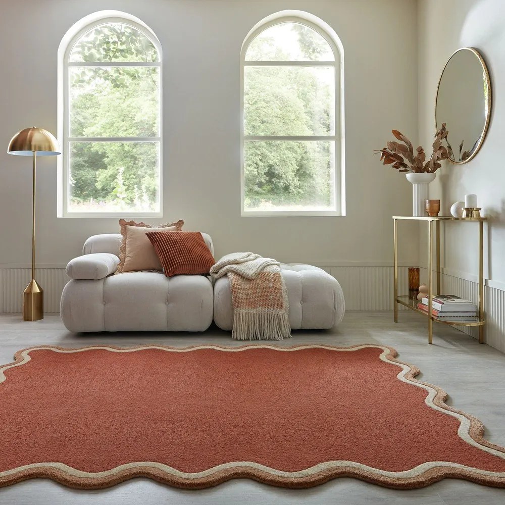 Ručně tkaný koberec s příměsí vlny v terakotové barvě 120x170 cm Rivo Wool – Flair Rugs