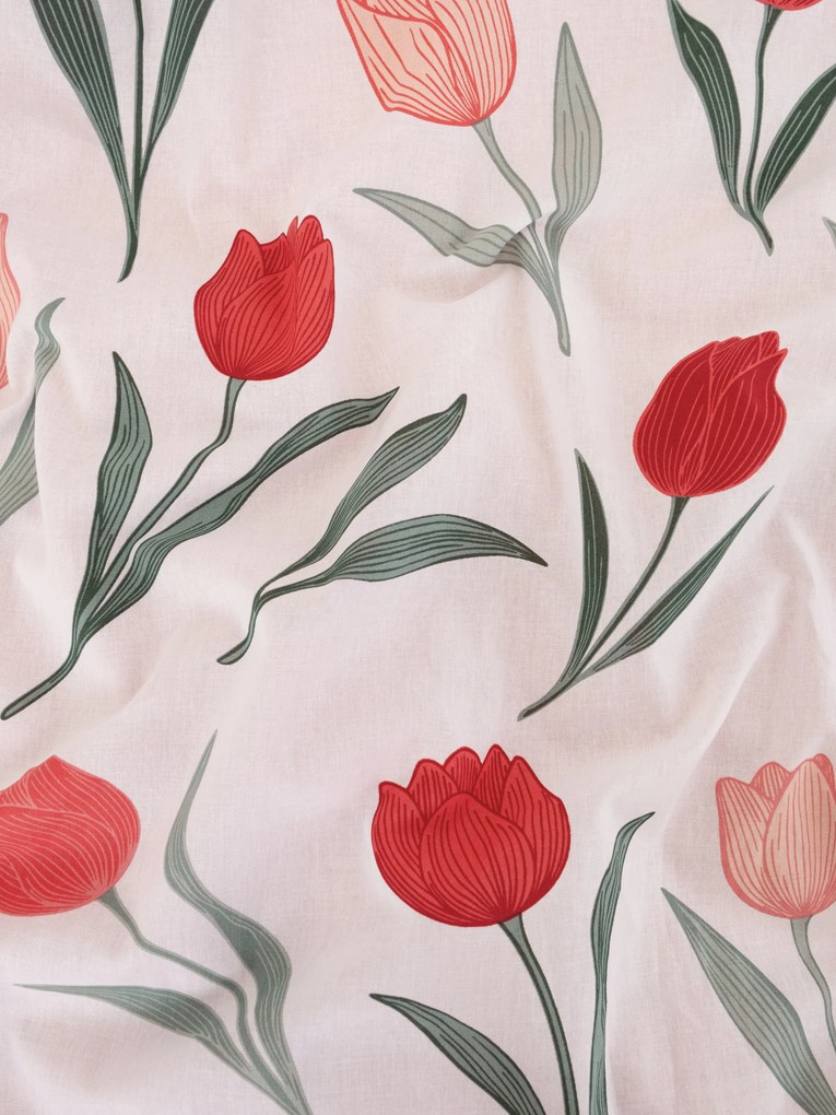 MK Lůžkoviny Bavlněný povlak na polštář Renforcé 40 x 60 cm - Květy tulipánů červené