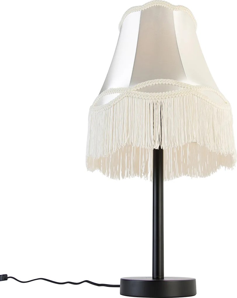 Klasická stolní lampa černá s abajurem krémová 30 cm - Simplo
