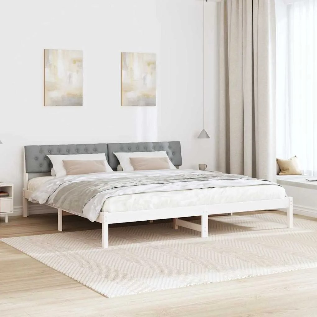 Rám postele s čelo Bílá a světle šedá 200 x 200 cm 3394342