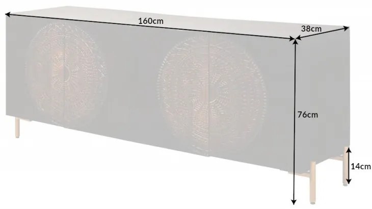 Massive home | Černá designová komoda Black Mandala 160cm