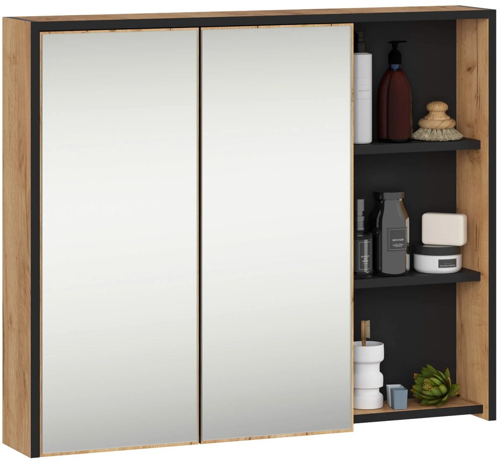 Závěsná koupelnová skříňka se zrcadlem VAMI 90 cm - výběr z 6 provedení