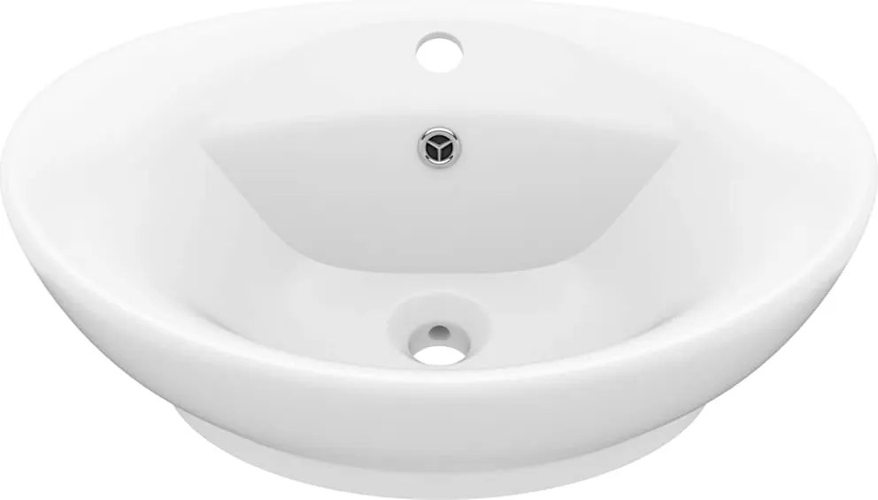 Luxusní umyvadlo přepad oválné matné bílé 58,5 x 39 cm keramika 146932