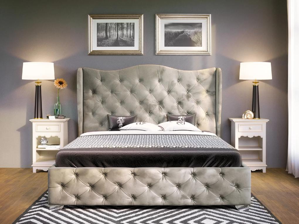 PROXIMA STORE.cz - Luxusní manželská postel BOLONIA - světle šedá - 140/160 Velikost postele: Pre matrac 160 x 200 cm
