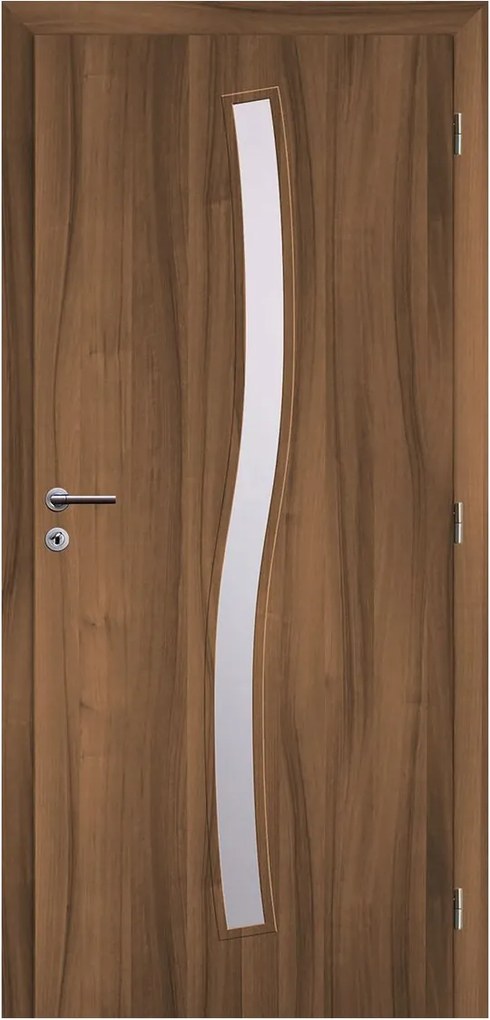 Solodoor Interiérové dveře Etta 1, 80 P, 80 × 197 cm, fólie, pravé, ořech královský, prosklené