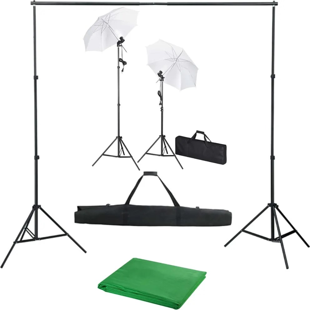 Foto studio set s fotopozadím, osvětlením a deštníky 3055087