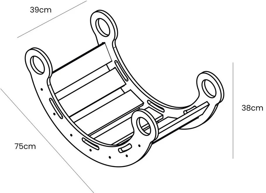 Růžová/v přírodní barvě houpačka z borovicového dřeva 39x75x38 cm Montessori – Meowbaby