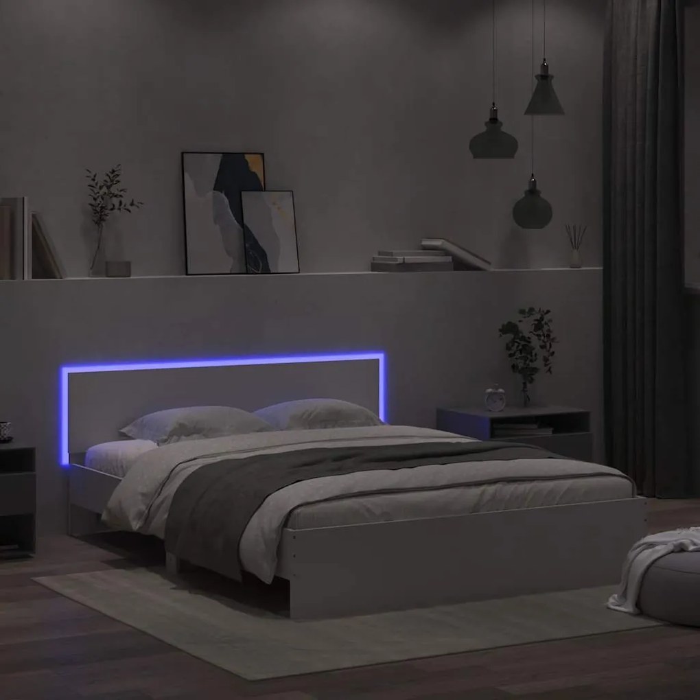 Rám postele s čelem a LED osvětlením bílý 160 x 200 cm 3207595