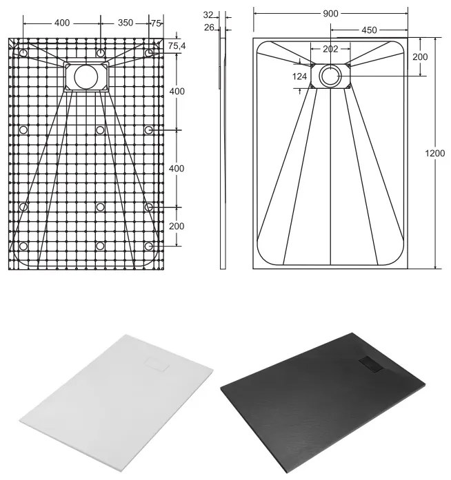 Besco Vexo obdélníková sprchová vanička, white Rozměr vaničky: 100x80cm