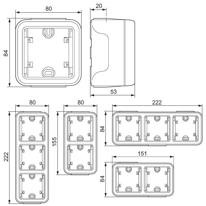 Legrand Plexo IP55 venkovní vypínač č.6 komplet šedá 069711E