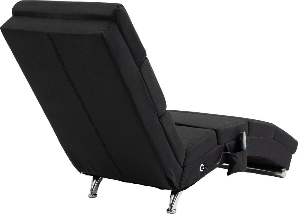 HOMCOM Masážní křeslo, relaxační křeslo, ležení křeslo s 8 vibračními body, 5 režimů, 56 x 168 x 84 cm, černá