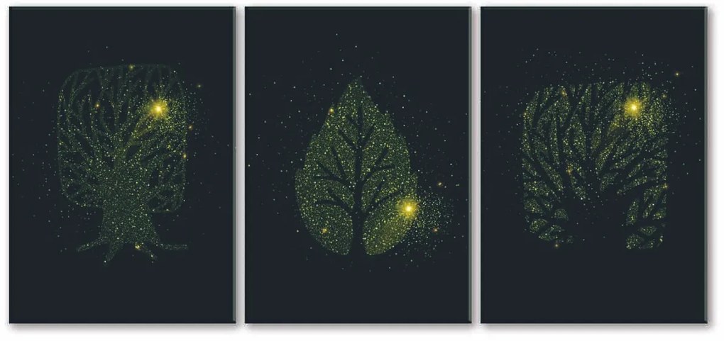 Třídílný obraz zelené listy Velikost (šířka x výška): 150x70 cm