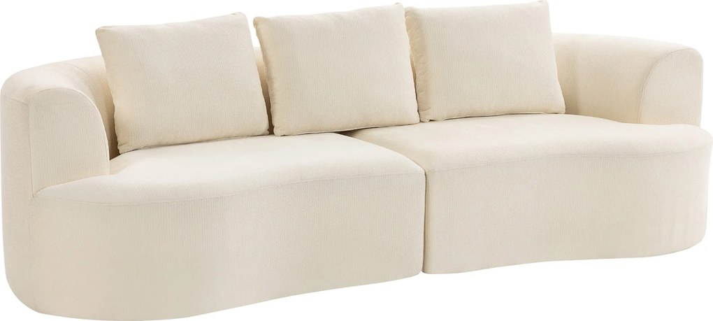 HOMCOM pohovka pro 3 osoby, 260 cm chenille ‚cloud‘ sedačka s 3 bederními polštáři, širokými područkami a polstrovaným sedákem — krémová | Aosom