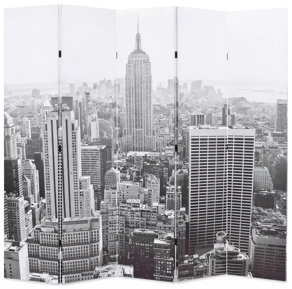Skládací paraván 200 x 170 cm Denní New York černobílý