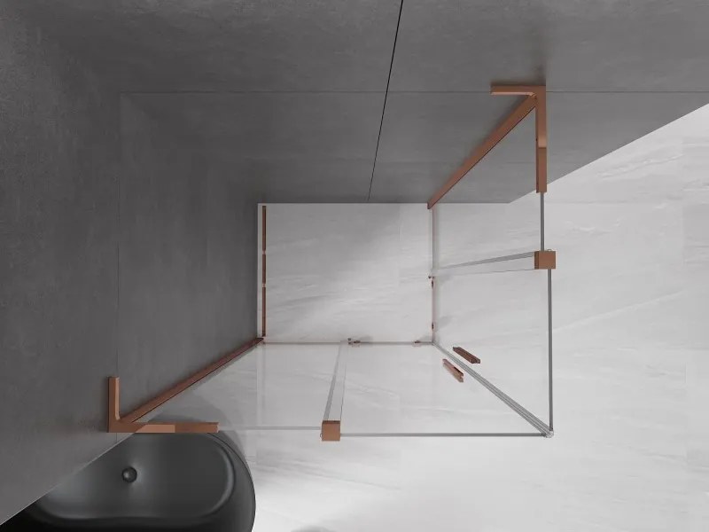 Mexen Velar L Duo, sprchový kout s posuvnými dveřmi 90 x 80 cm, 8mm čiré sklo, růžové zlato, 871-090-080-02-03-60