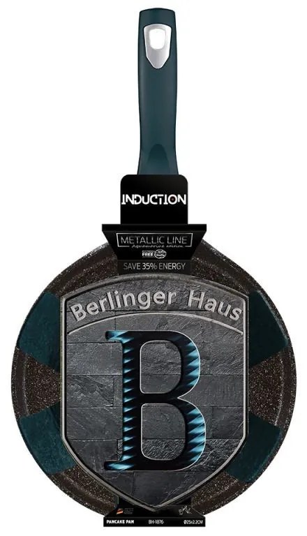 BERLINGERHAUS Pánev na palačinky s mramorovým povrchem 25 cm Metallic Line Aquamarine Edition