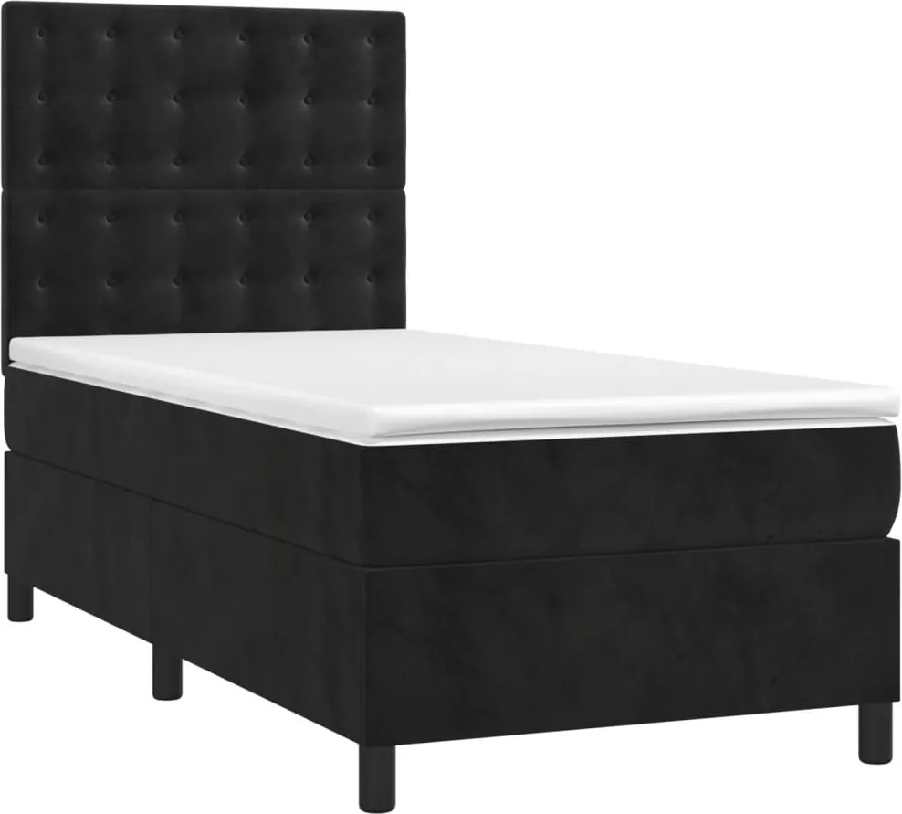 Box spring postel s matrací a LED černá 80 x 200 cm samet 3136331