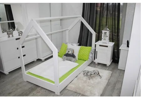 Dětská postel domeček 80x160 cm bílá