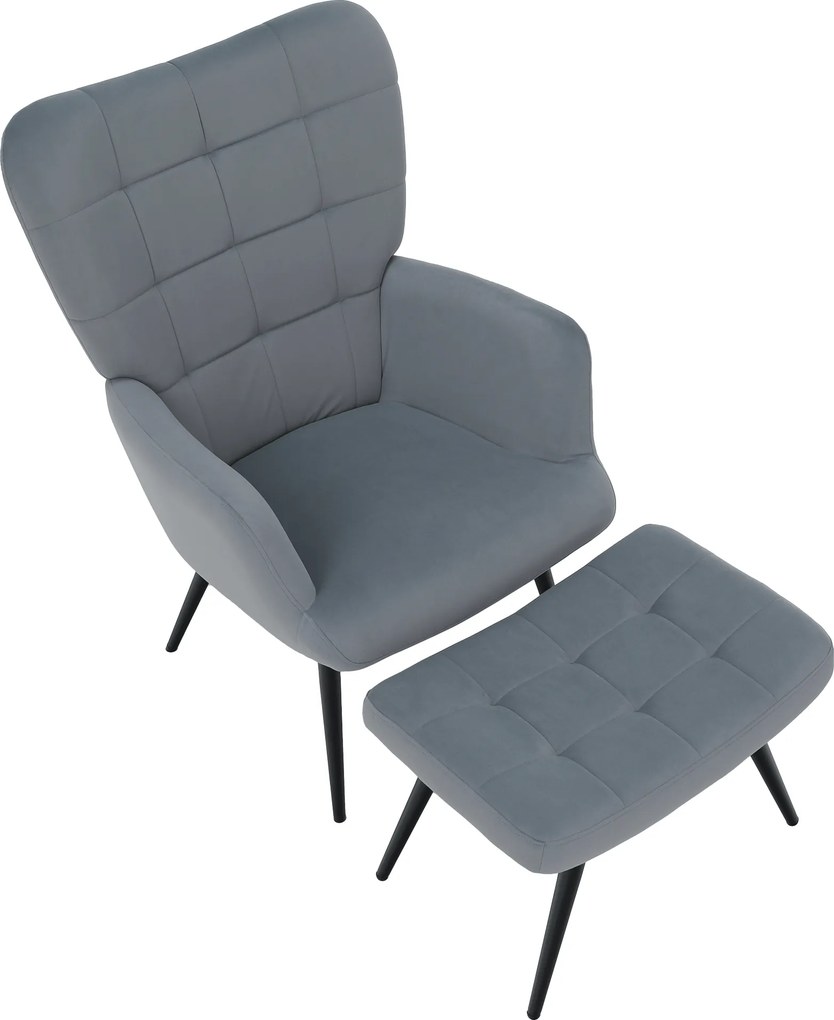 Křeslo s podnoží, šedá Velvet látka/černá, HABEN