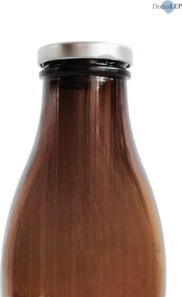 Skleněná láhev na mléko 1 000 ml hnědá se stříbrným víčkem JOTA