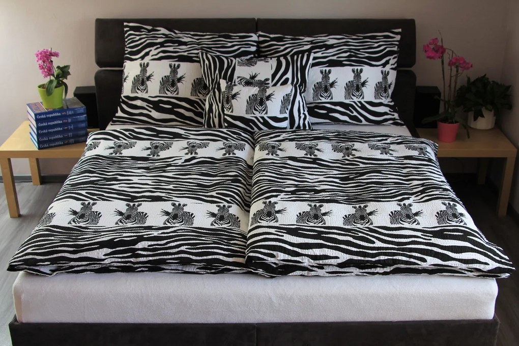 Krepové ložní povlečení Zebra 70 x 90 + 140 x 200 cm, český výrobce Tibex