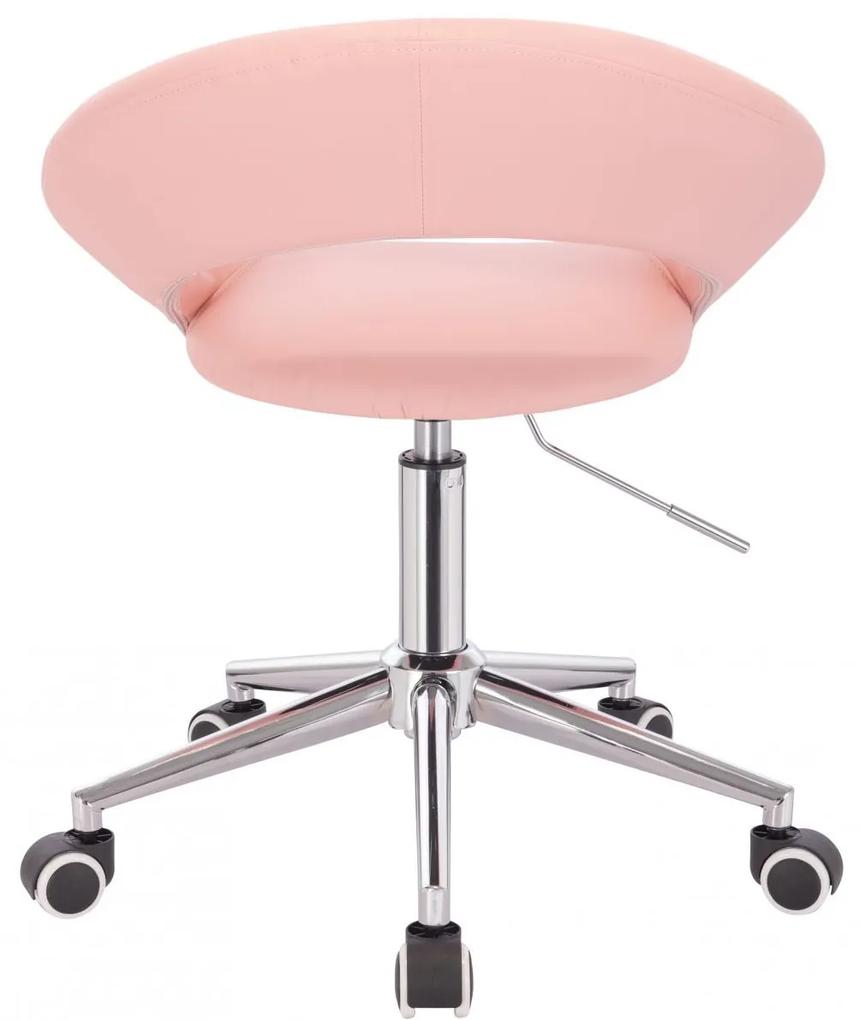 LuxuryForm Židle NAPOLI na stříbrné podstavě s kolečky - růžová