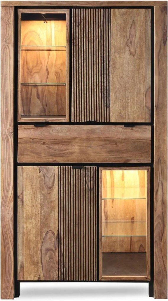 XXXLutz VITRÍNA, sheesham, přírodní barvy, 100/180/40 cm Livetastic - Kredence a vitríny - 002367004905