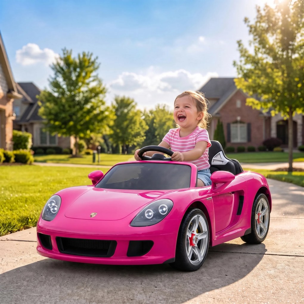 AIYAPLAY dětské elektrické auto Porsche Carrera GT, 10,8 V, růžové