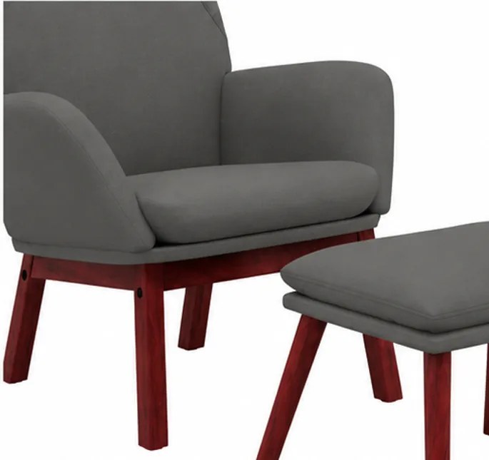 relaxační křeslo, s podnožkou, odpočinkové, masivní kaučukovník/kov/textil, 95x76x71 cm, nohy tmavé/světle šedá, Dekorino KR20260084