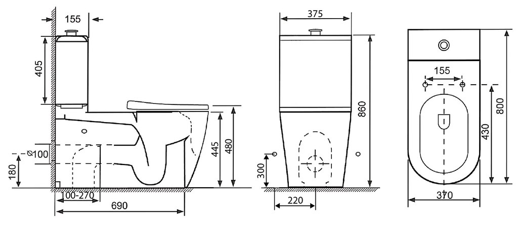 Sapho Sapho, MEDIC RIMLESS mísa pro kombi WC, spodní/zadní odpad, bílá, MC102-111