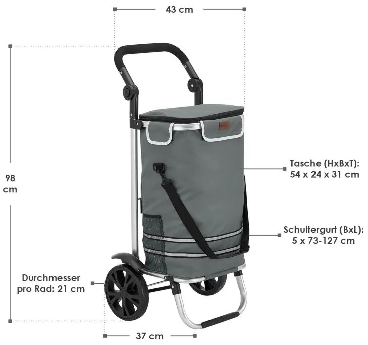Nákupní vozík 3 v 1 - objem 56 l