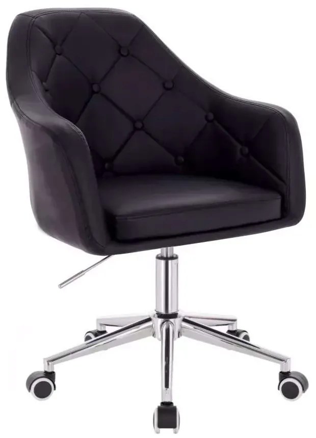 LuxuryForm DESIGN Křeslo ANDORA na stříbrné podstavě s kolečky - černé