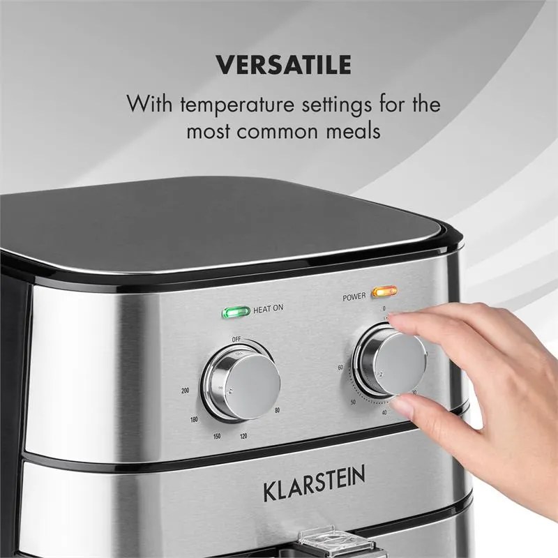 Klarstein AeroVital, horkovzdušná fritéza, 1700 W, 5 l, časovač, nerezová ocel, stříbrná