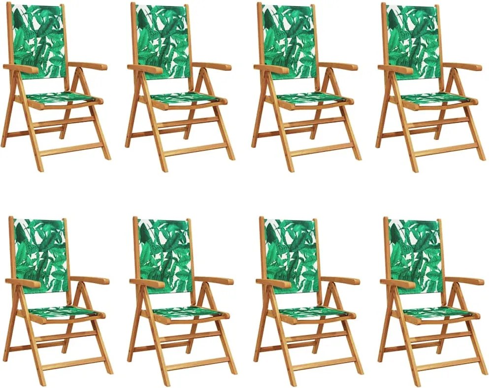 Skládací polohovací křesla 8 ks, zelená látka a masivní dřevo 3214552